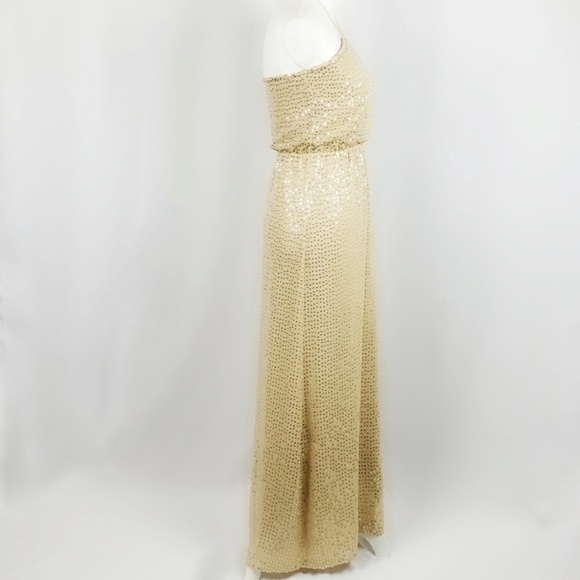 Outback Red | Dresses | Outbackred Gold Sequin Maxi Strapless Dress Sz ...
